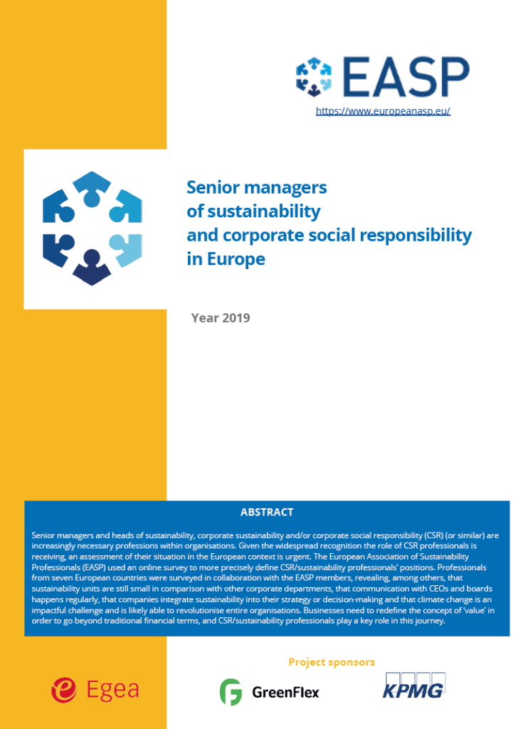 Estudio EASP "Who are Sustainability Managers in Europe?" - DIRSE